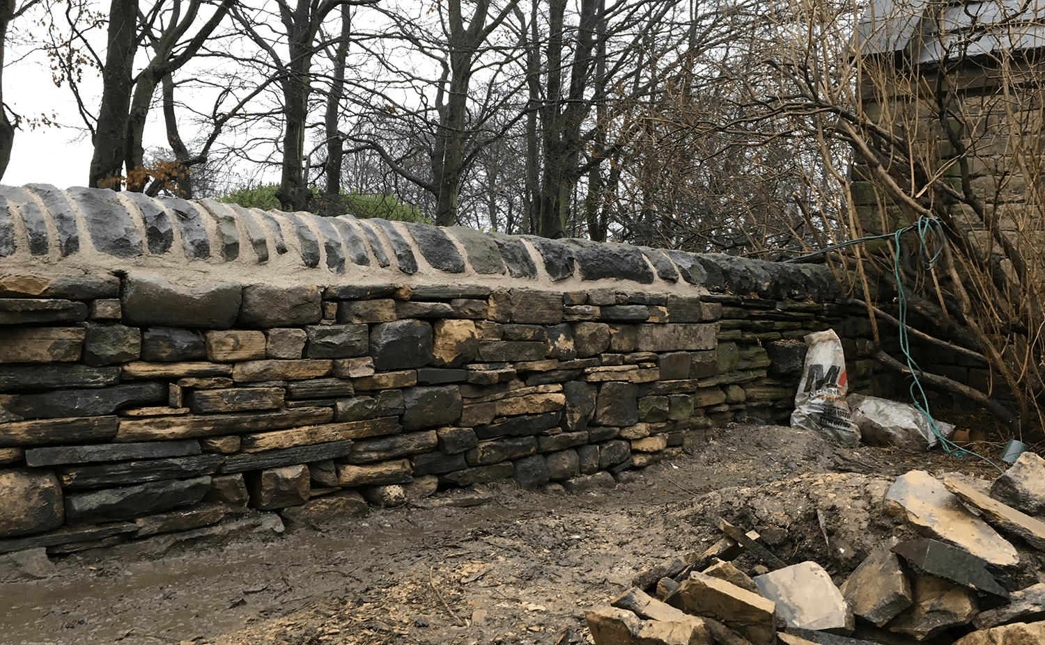 Calverley lime mortared wall with dry stone walled back| Roots Crafts