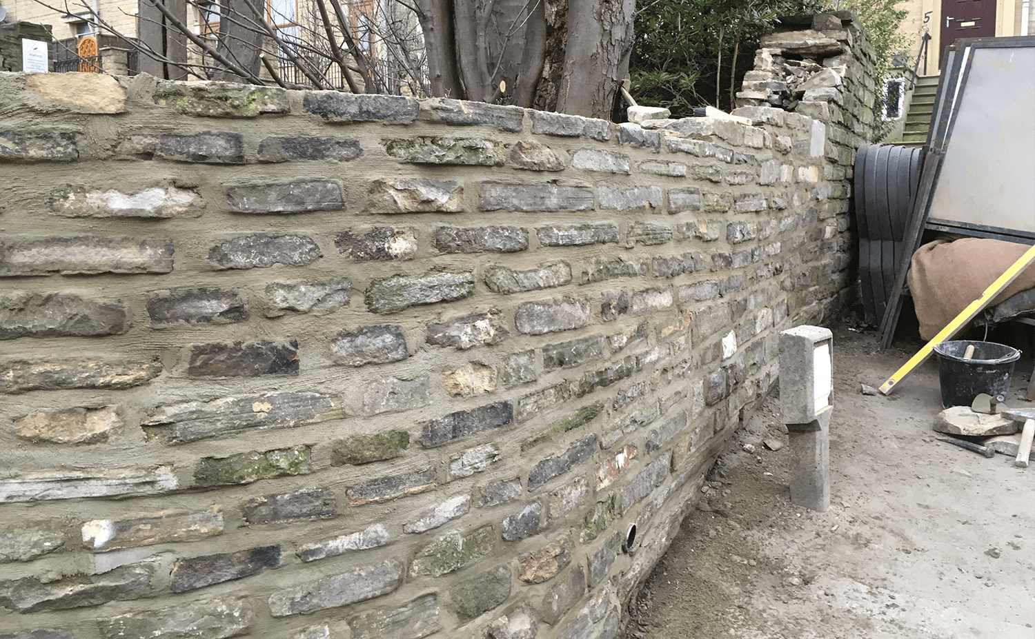 Manningham mixed dry stone & cement mortared walling | Roots Crafts