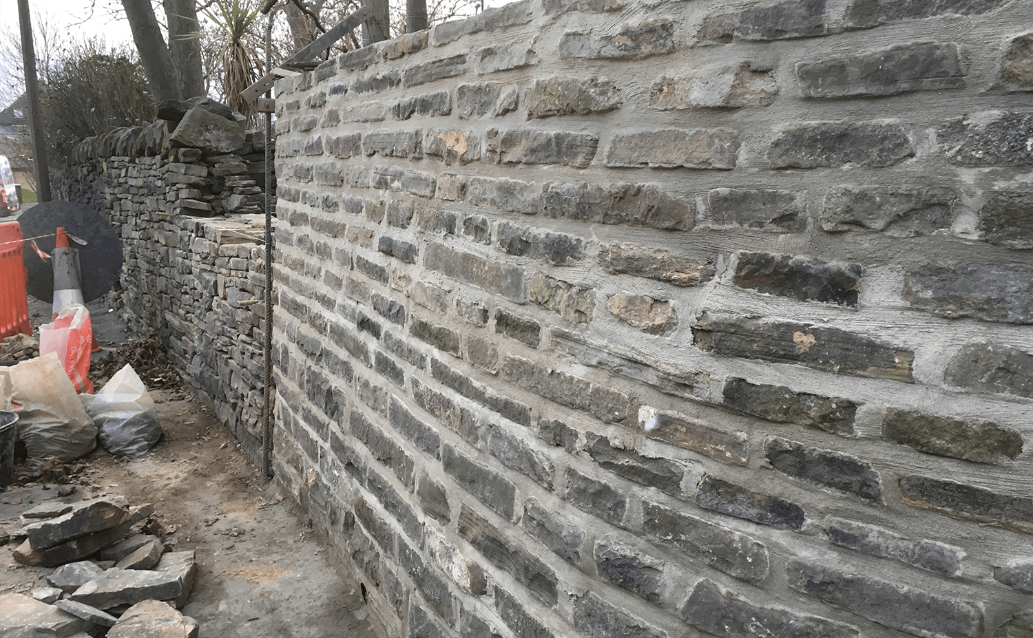 Manningham mixed dry stone & cement mortared walling | Roots Crafts