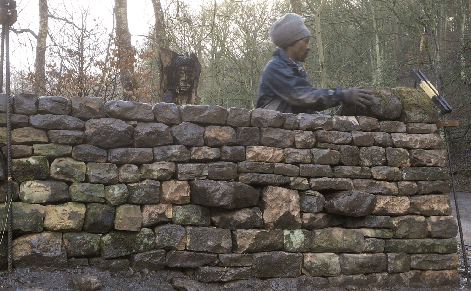 Chevin Forest Park | Dry stone walling ckeek end practice | Roots Crafts