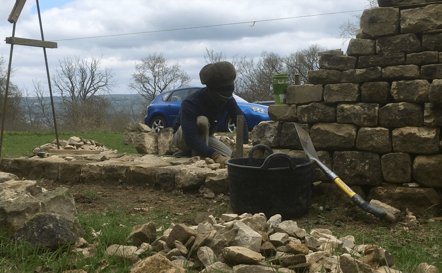 Chevin-2 Dry stone walling wall head practice | Roots Crafts
