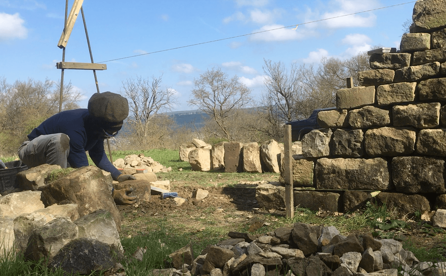 Chevin-2 Dry stone walling wall head practice | Roots Crafts