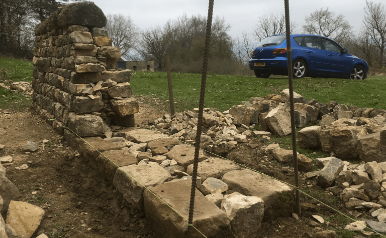 Chevin-3 Dry stone walling cheek end practice | Roots Crafts